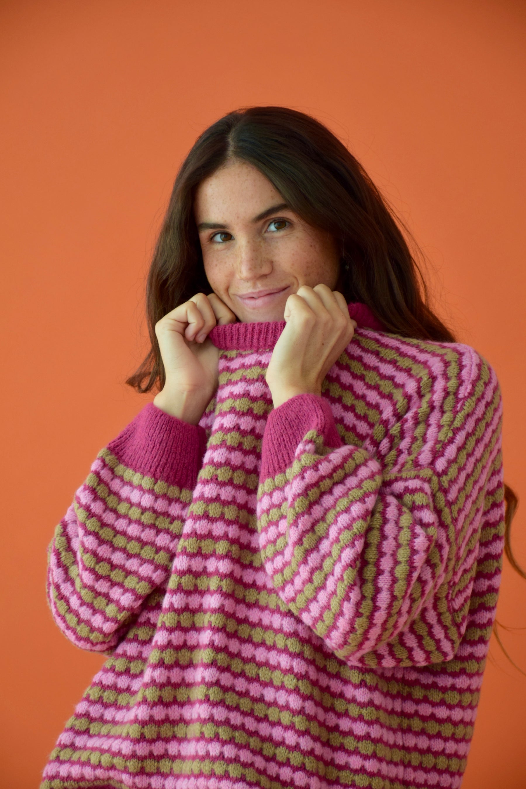 Pink and Beige Cler Sweater